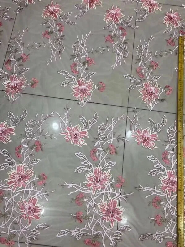 Tela de red francesa con tela de tul bordada con flores tela de encaje ...