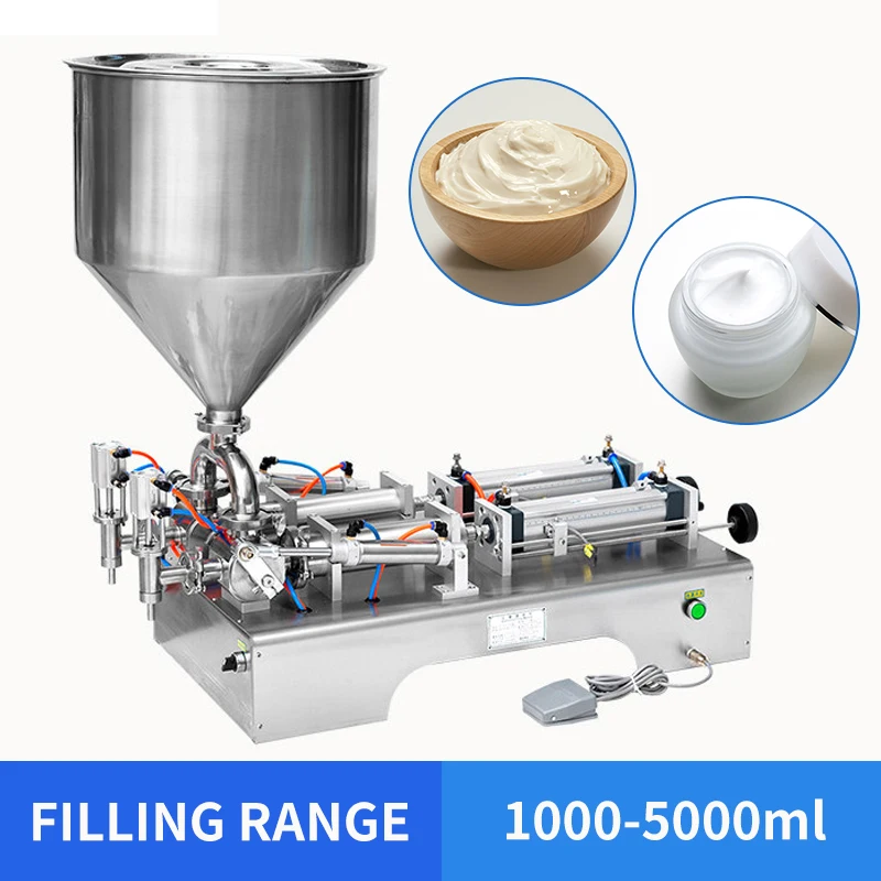 YTK 1000~5000ml Horizontal Double Heads Cream Shampoo Filling Machine ...