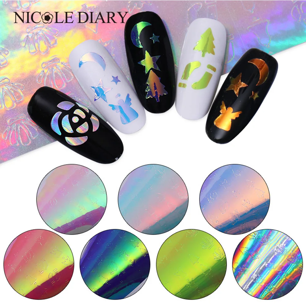 Aliexpress.com : Buy Holo Hollow Nail Sticker Colorful Christmas ...