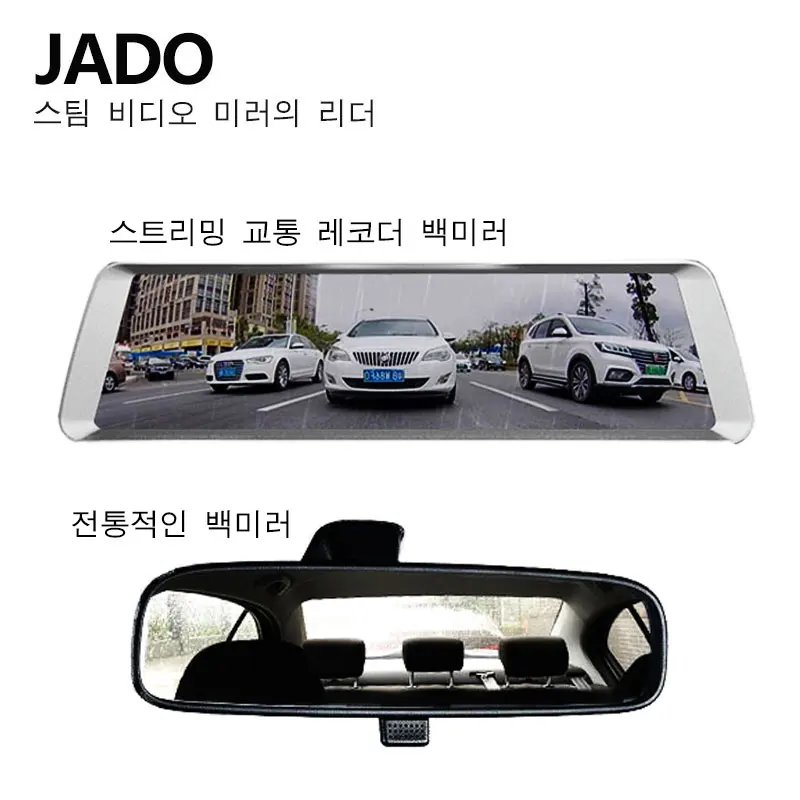 JADO D800 Car Dvr Stream Rearview Mirror Camera LDWS GPS Track 10 IPS ...