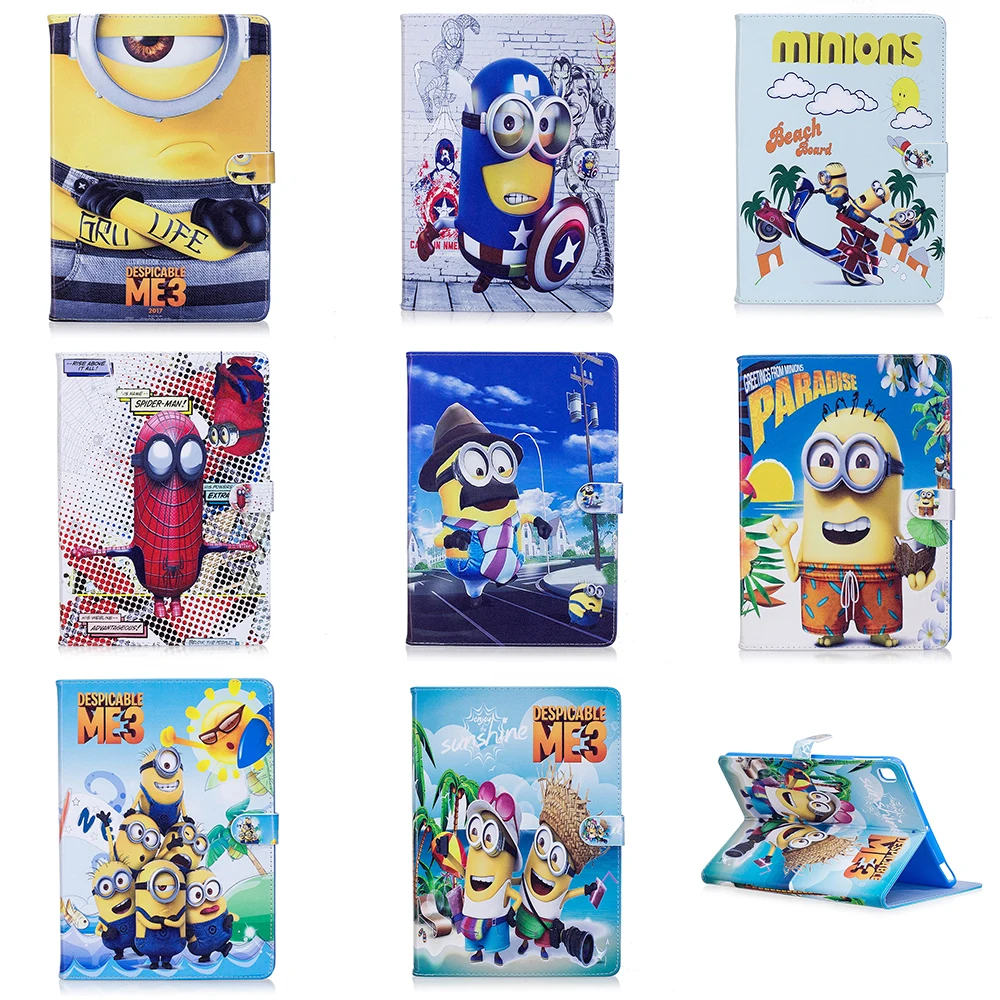 Fashion Cartoon Minion Character PU Leather Stand Case smart Cover For ...