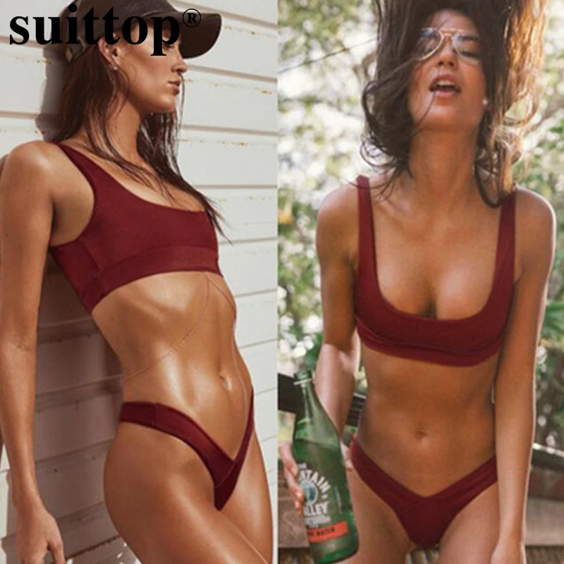 Suittop Swimwear 2018 New Tank Bikini Set Beachwear Low Waist Women