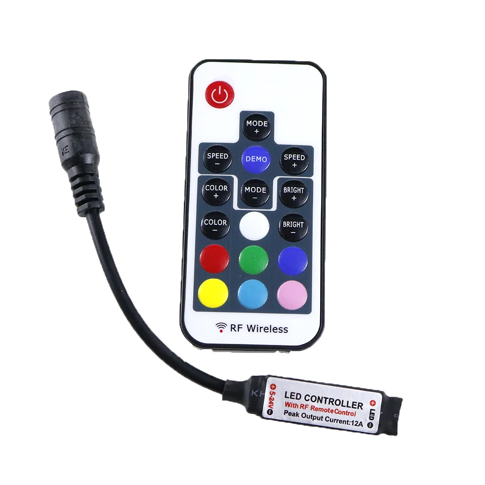 Dc5-24v Mini Led Rgb Remote Controller 17key Rf Wireless Controller ...