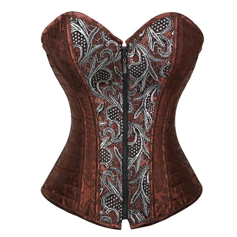 Sapubonva-Steampunk-Corset-Plus-Size-Gotico-Punk-Brown-Overbust ...