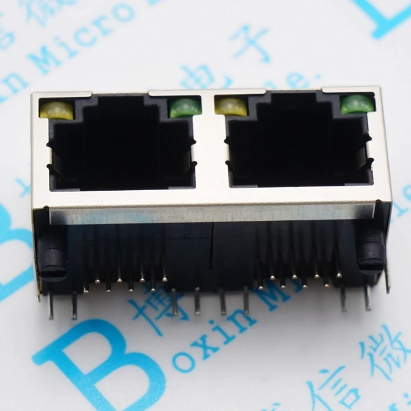 RJ45 Socket 1X2 With Light 1 * 2 RJ45 Network Interface Female Socket 2 ...