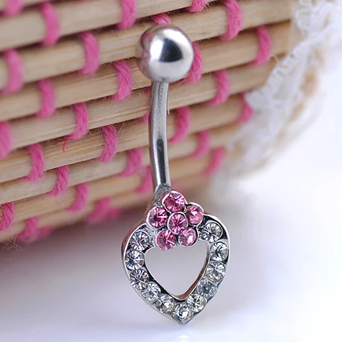 Hot Heart Plum Blossom Belly Button Navel Bar Ring Barbell Body ...