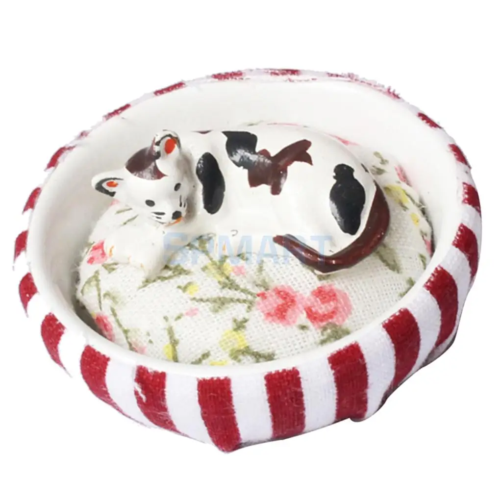 1/12 Scale Animals Kitten Cat or Puppy Dog with Nest Miniatures ...