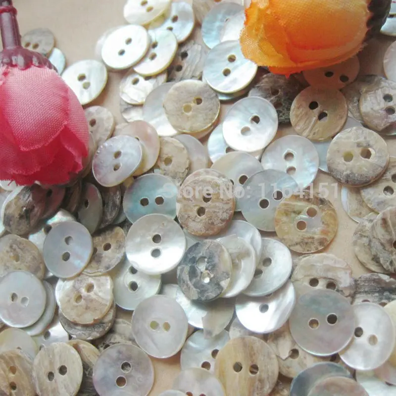 100 pcs/lot 10mm fashion natural White mother of pearl shell button ...