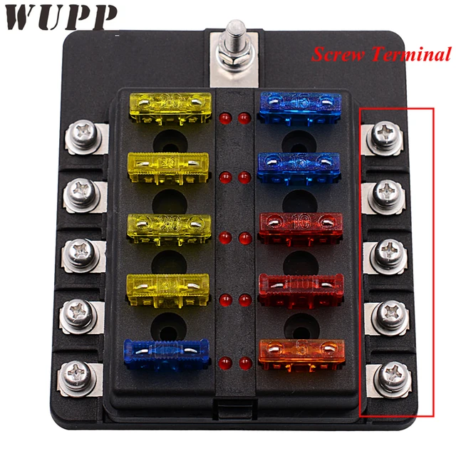 Universal 1 In 10 Out Fuse Box Block 32V Fuse Holder Box Car Vehicle ...