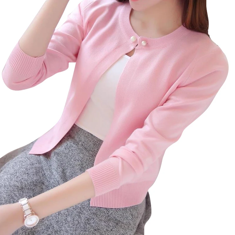 Spring Jacket Womens 2016 Korean pearls button knit cardigan sweater ...