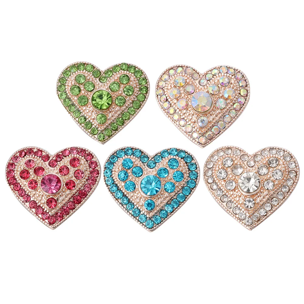 10pcs/lot High Quality Rose Gold Snap Button Jewelry Rhinestone Love ...