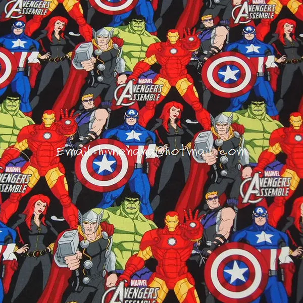 Fabric 100% Cotton Fabric Avengers Fabric Avengers Cartoon Character ...