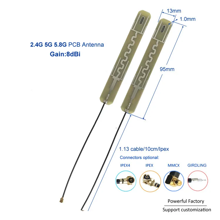 2-4G-5G-5-8G-PCB-Dual-Band-Antenna-8dbi-WIFI-Adhesive-RF1-13-Feeder ...