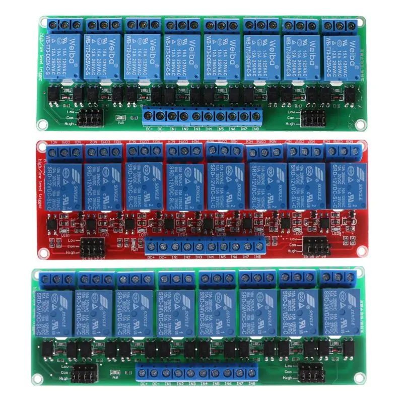 8 Channel Relay Module 5v/12v/24v High And Low Level Trigger Relay ...
