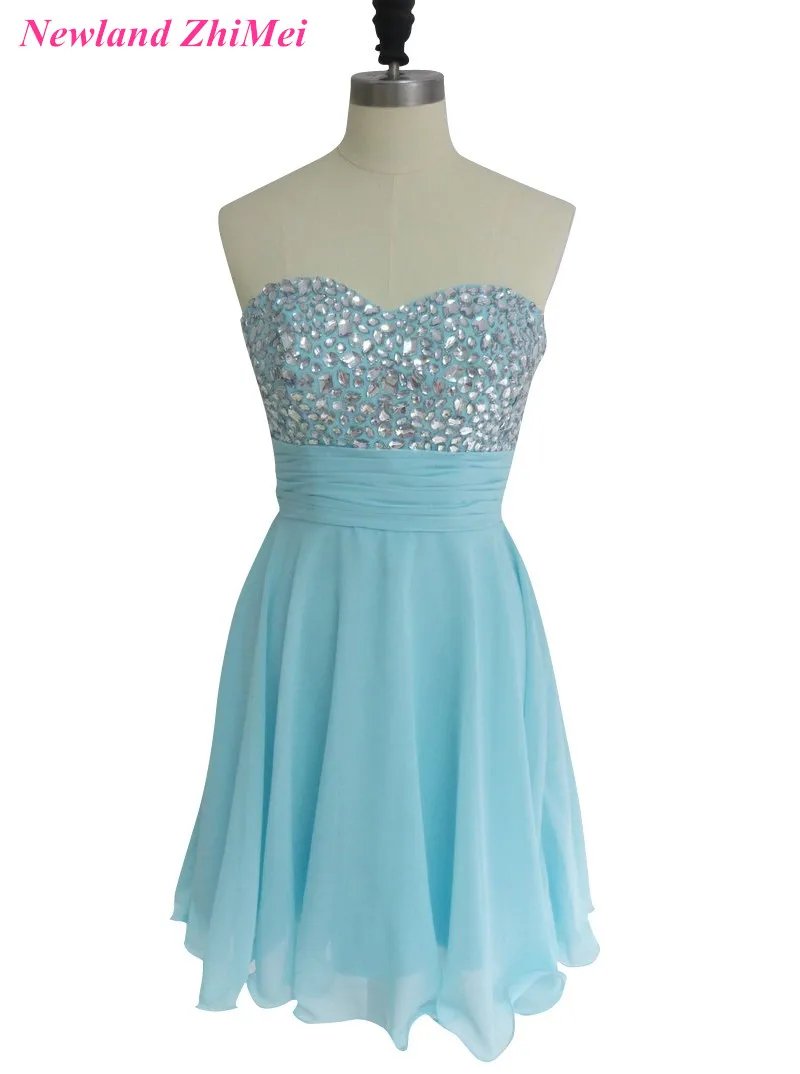 Sparkly Crystals Short Party Gown Dress Sexy Sweetheart Backless Chiffon Summer Cocktail Dresses