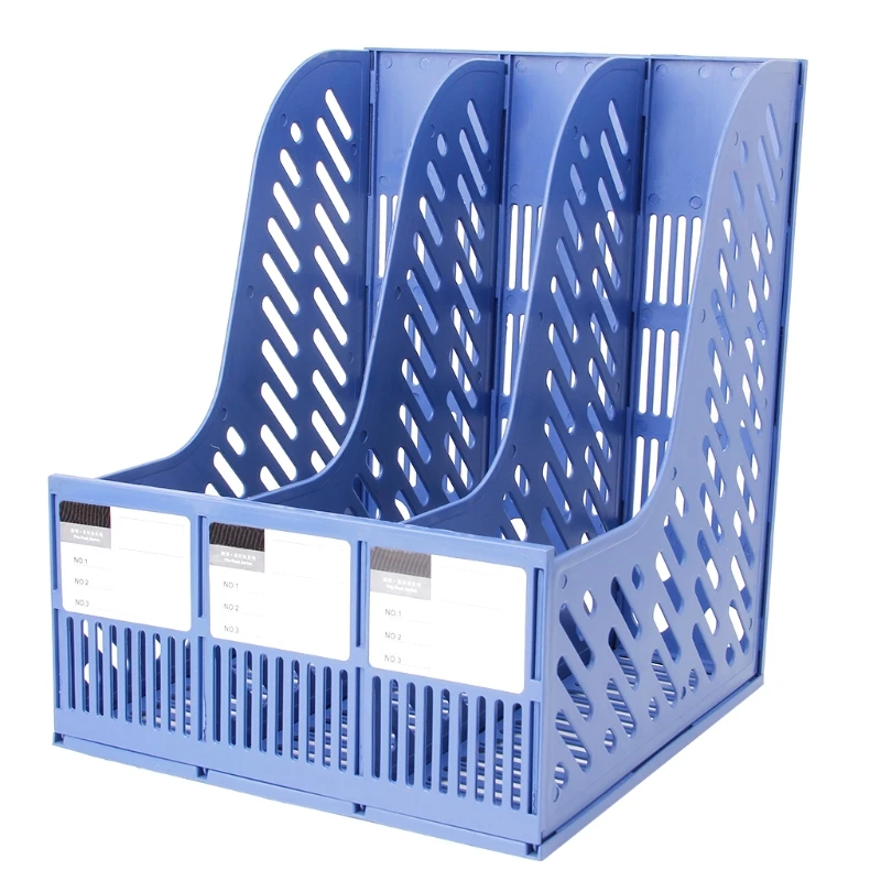 3 Sections Desktop Magazine File Rack Paper Book Hold Office Document ...
