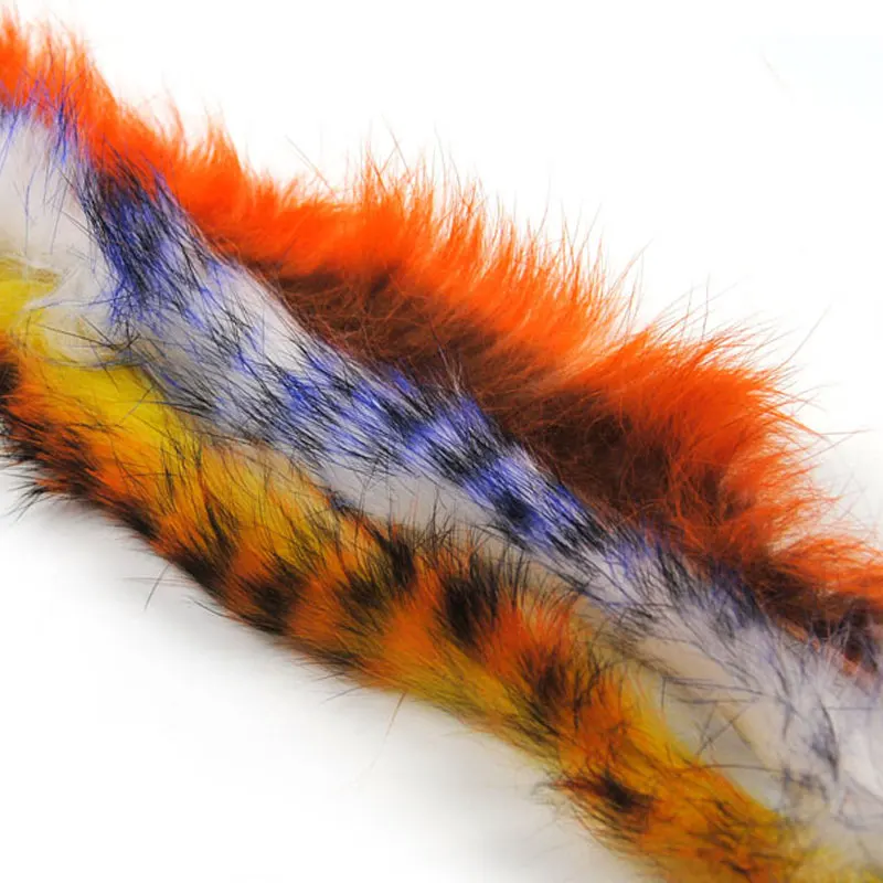 6PCS-Fly-Tying-Material-Orange-Blue-Tiger-Barred-Vertical-Cut-Rabbit ...