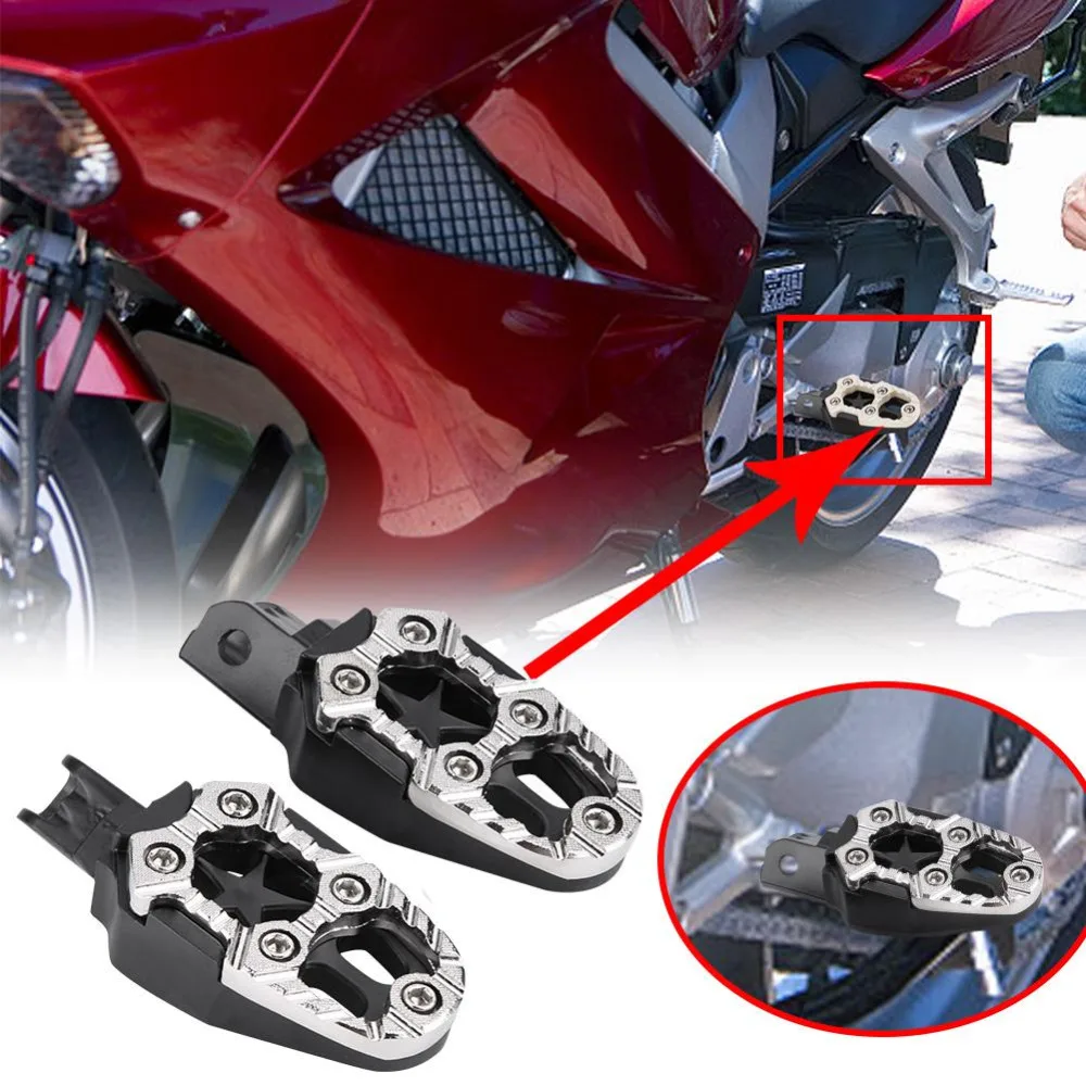 1 Pair Motorcycle Foot Rest Pegs Pedals 8mm Mounting Holes Universal ...