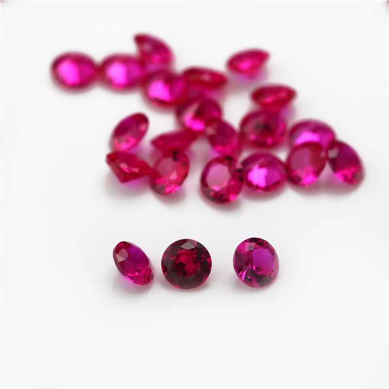Size 1.0~10mm Round Brilliant Cut Synthetic Corundum Red Stone Gems 5 ...