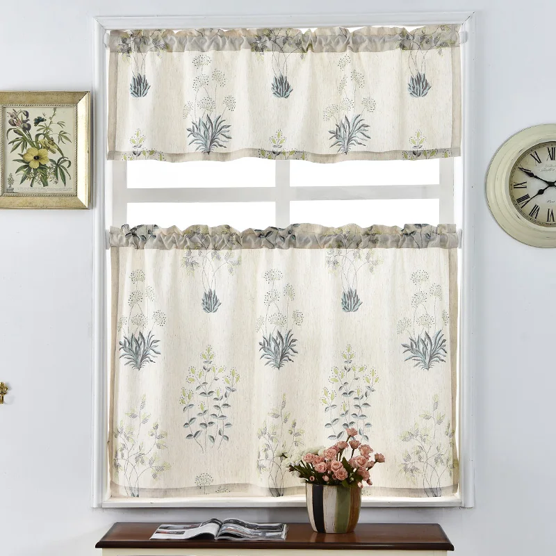 Treatments kitchen modern ready linen made door rustic kitchen curtains ...