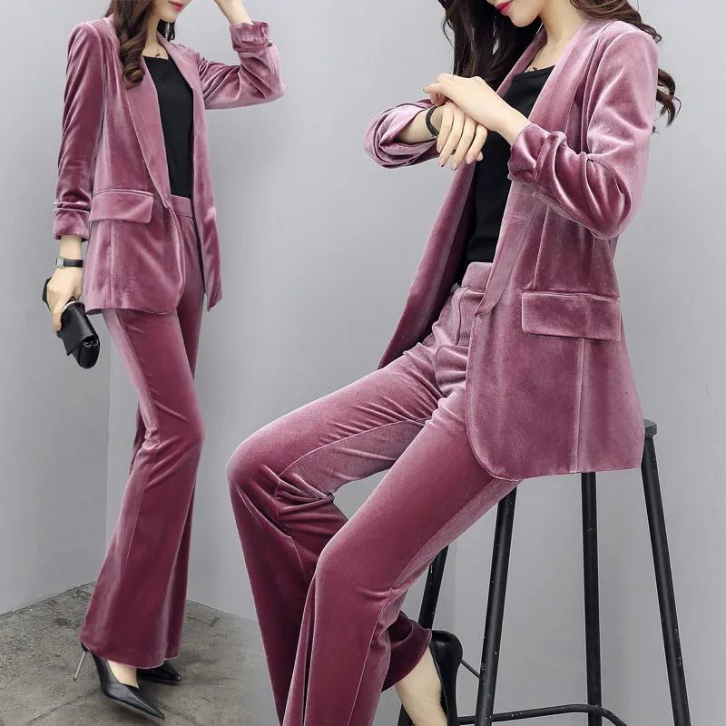 Women Autumn Spring Corduroy Pants Suit 2 Two Pieces Set Plus Size Women Autumn Spring Corduroy Pants Suit 2 Two Pieces Set Plus Size