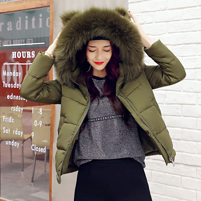 Winter parka coats women 2018 Fashion Cotton padded Cute Hooded Warm ...