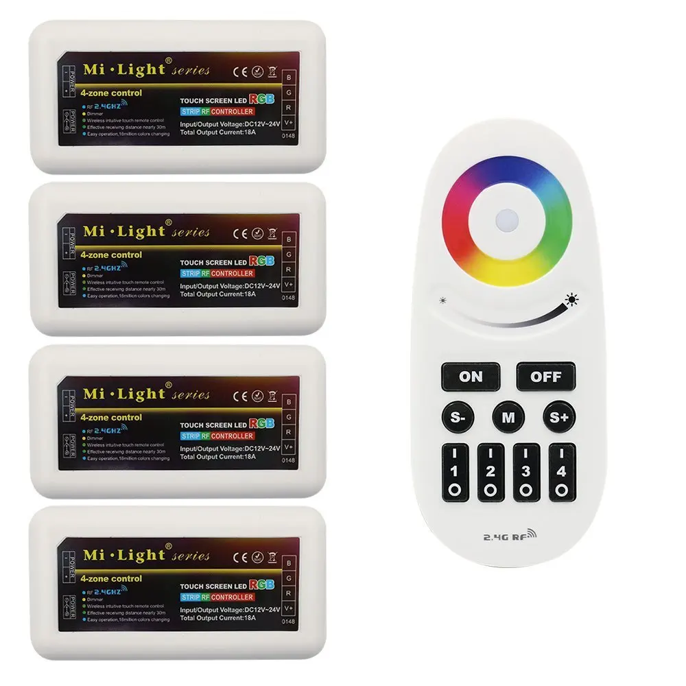 1 remote + 4 controller Mi light RGBW Controller group control 2.4G 4 ...