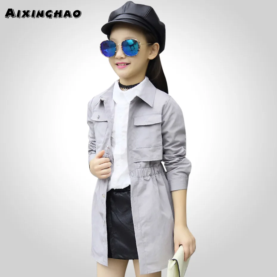Long Jacket For Girls Solid Jacket Girl 2018 Autumn Winter Coat Kids ...