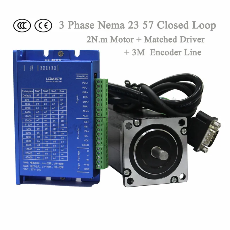 Nema 23 Kit 3 Phase 2nm Hybrid Servo 57 Closed Loop Stepper Motor And