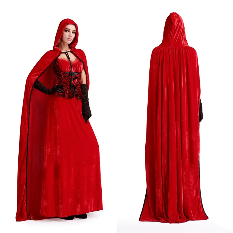 Freeshipping Women's Red Riding Hood Dress with Hooded Cape Halloween ...