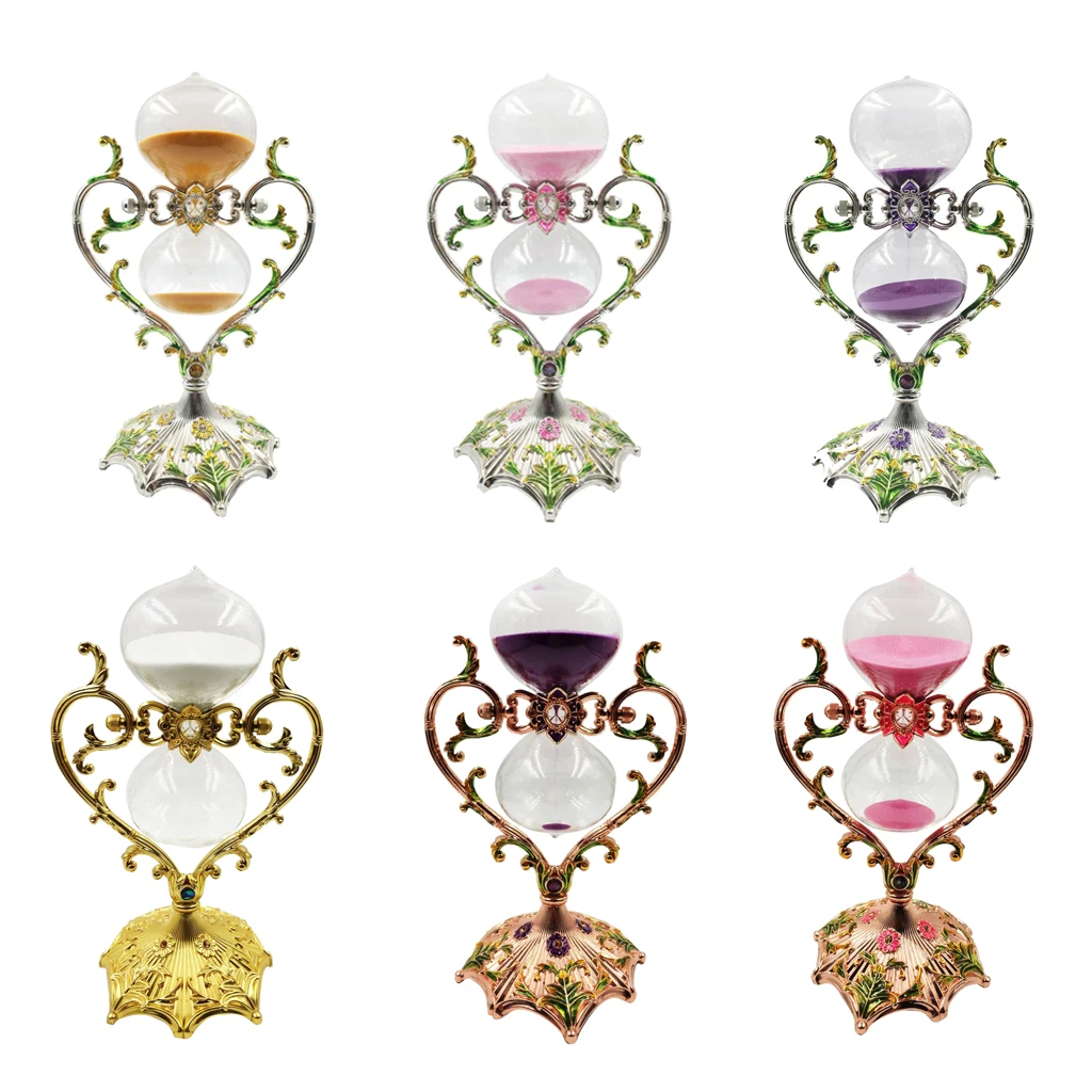 New Arrivals 30 Minutes Retro Style Heart Shaped Metal Hourglass Sand ...