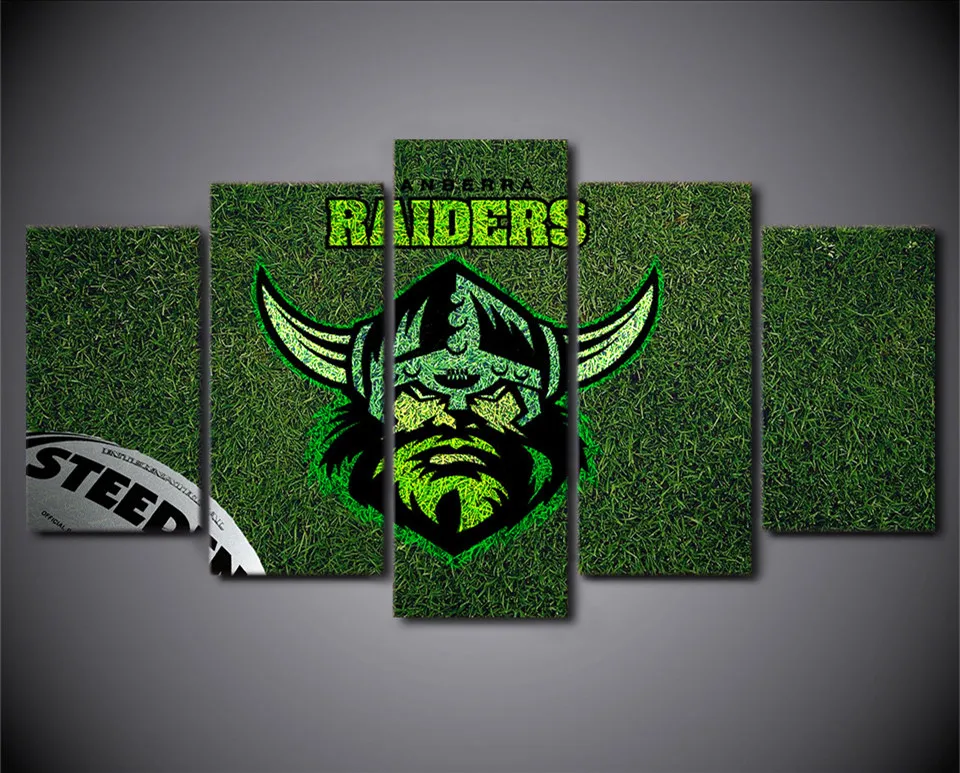 HD Printed 5 Piece Home Decor Canvas Art NRL Logo Raiders Rugby ...
