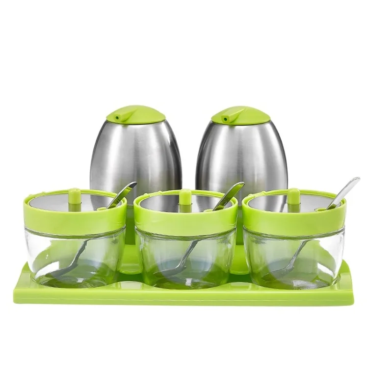 Botes de condimentos de cinco piezas, botella de acero inoxidable, olla ...