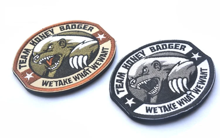 TEAM HONEY BADGER Patch Embroidery 3D Hook And Loop Tactical Patch ...