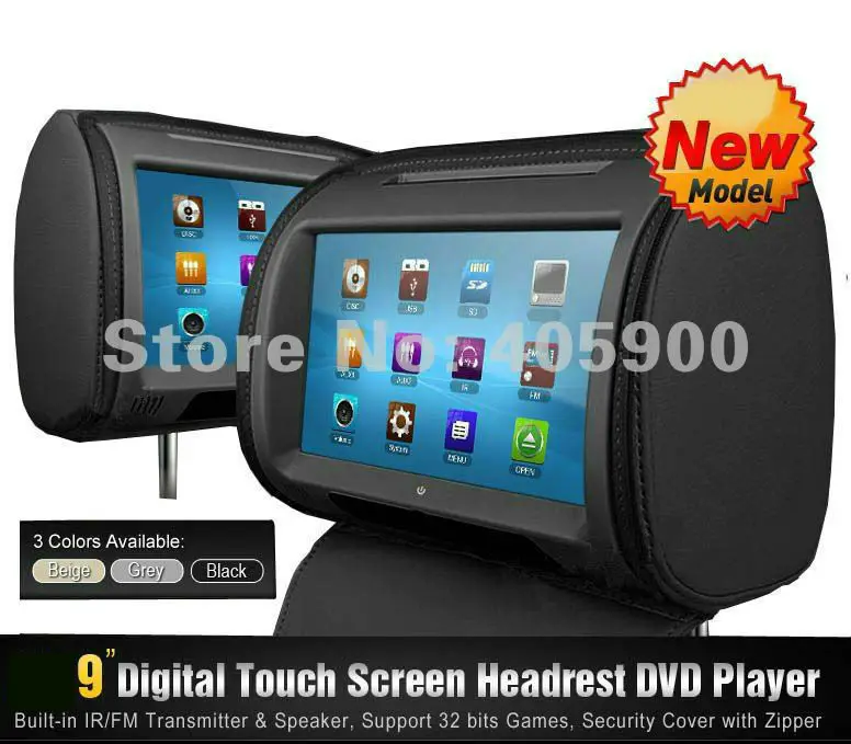 NEW 9 inch HD Touch Screen headrest car dvd player with Zipper Cover ...