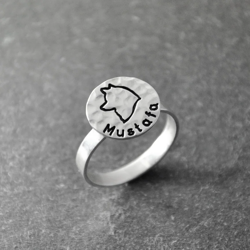 Akita ring, Engravable Ring, Custom Engraving, Silver Dog Ring ...