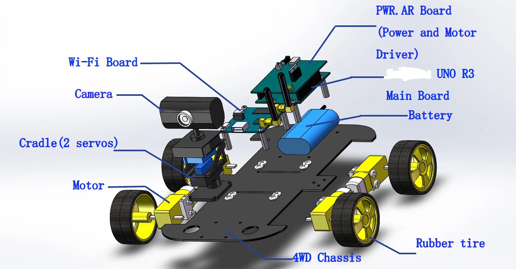 Proyecto Gran Auto Robot 4×4 con Cámara HD WIFI (SKU 163R2) | HUBOT