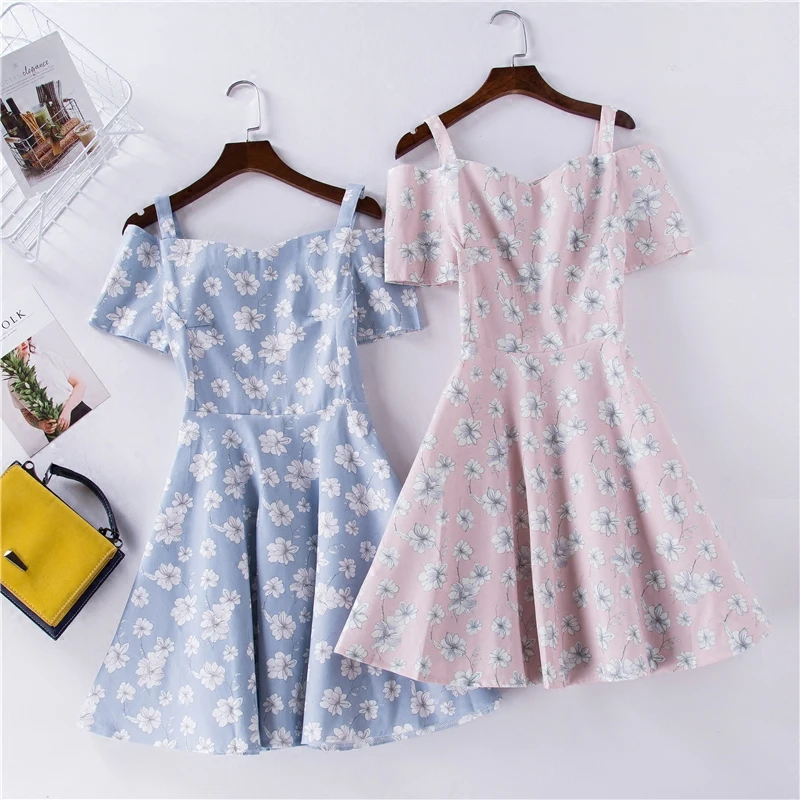 Summer New Women Dresses Small Fresh Sling Strapless Slim Was Thin ...