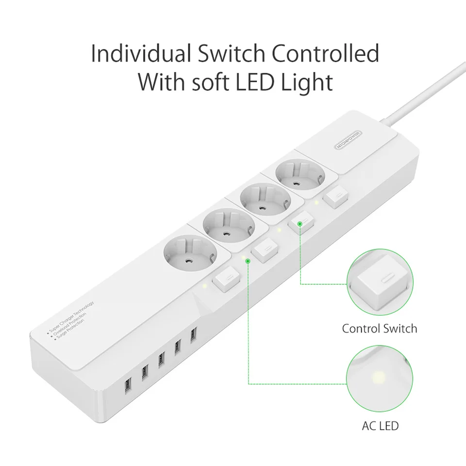 Big Discount NTONPOWER 220V Power Extension Cord Socket with Switch and ...