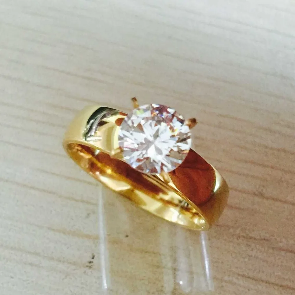 Buy Large Zircon Cz Gold Color 316l Stainless Steel