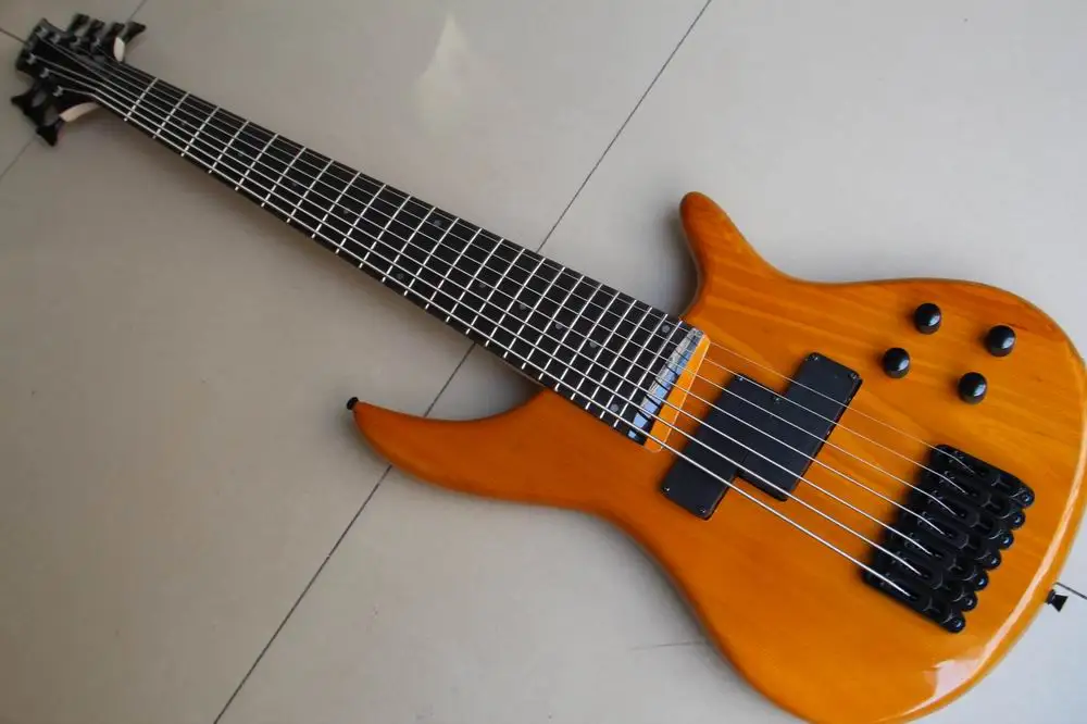 Wholesale New 7 string electric bass guitar in Natural Wooden Top ...