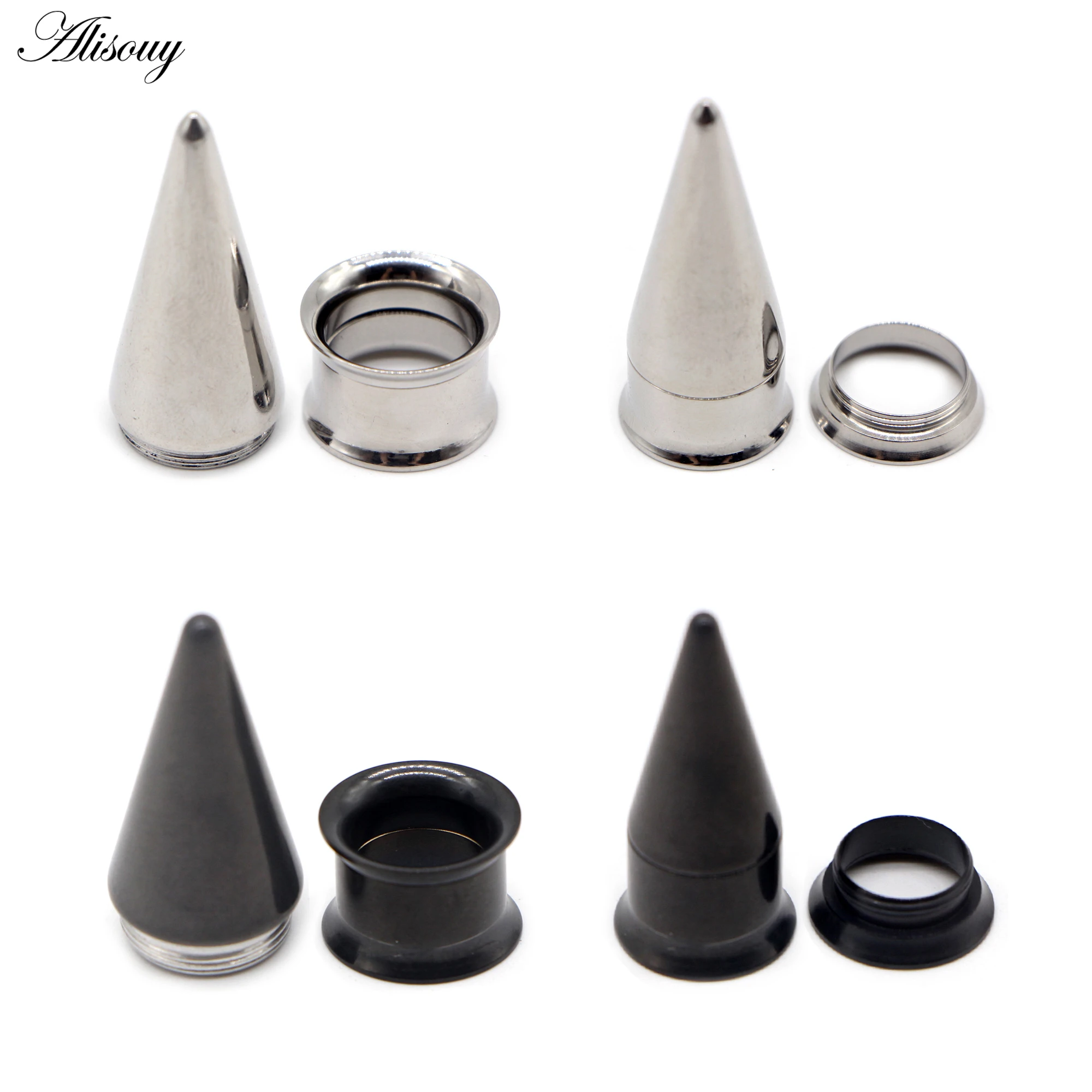 Alisouy 2pcs Stainless Steel Ear Plug Taper Tunnel Gauges Set, 2 In 1 ...
