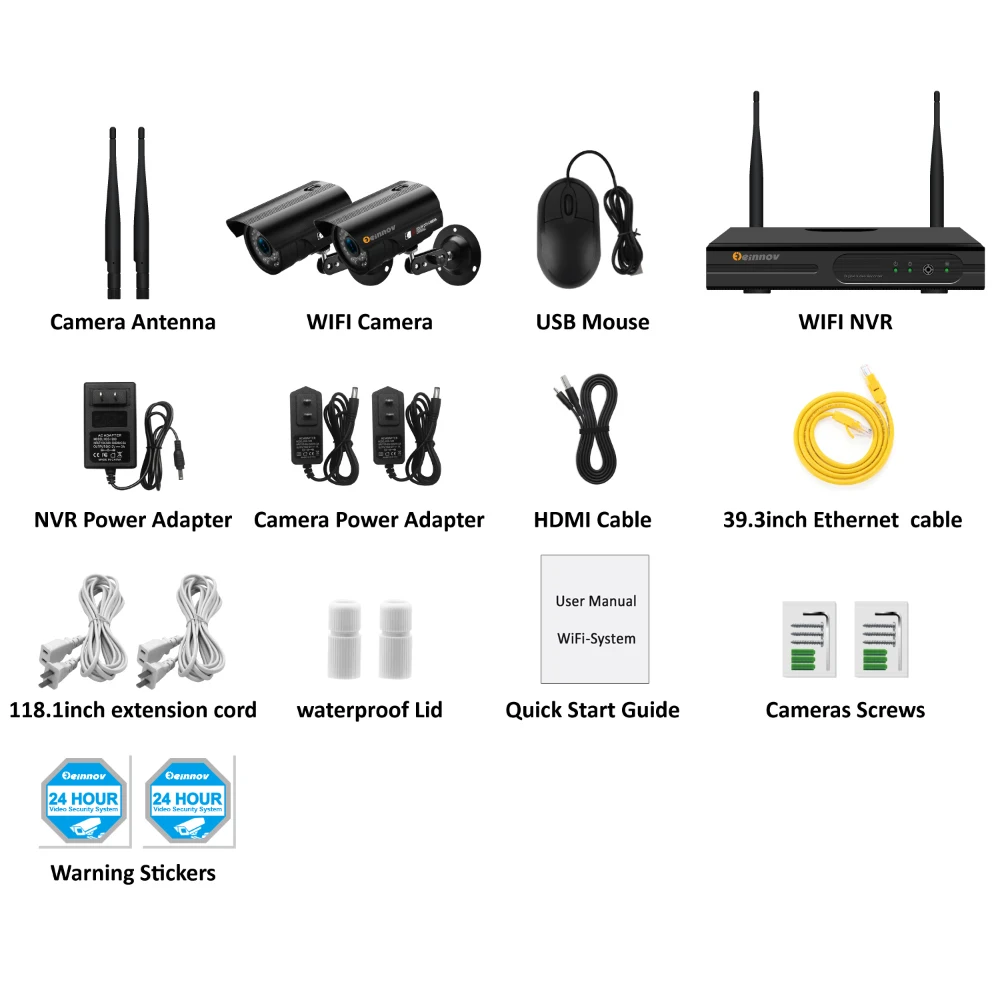 Einnov 4CH Home Wireless Security Camera System Video Surveillance 2MP ...