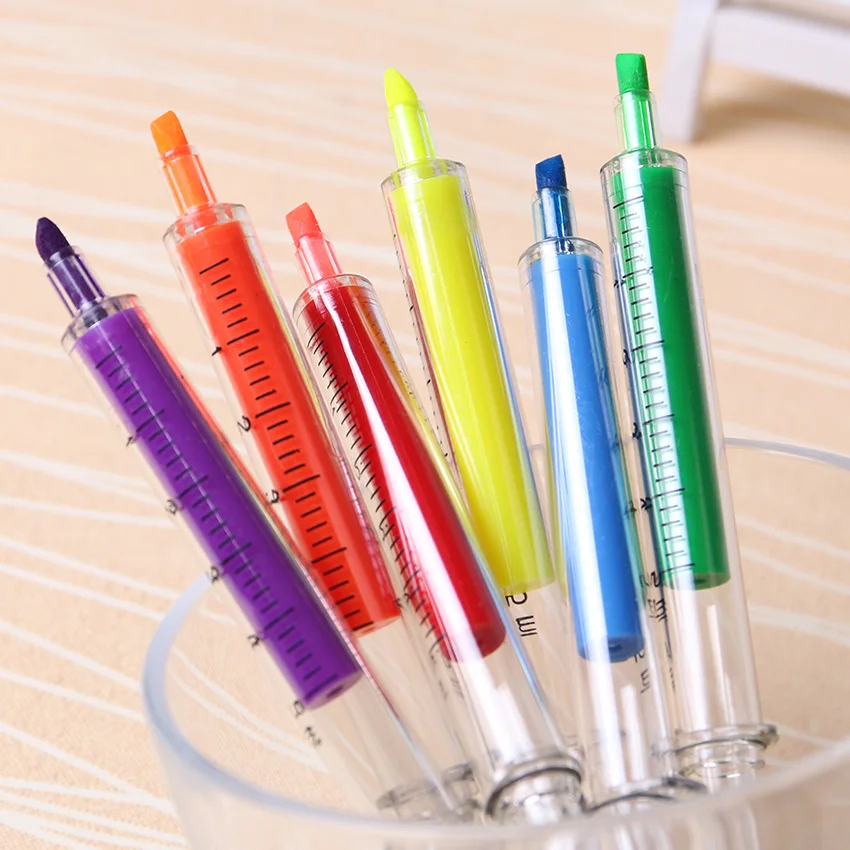 6PCS-Lot-New-Novelty-Highlighter-Pen-Marker-Stationery-Syringe ...