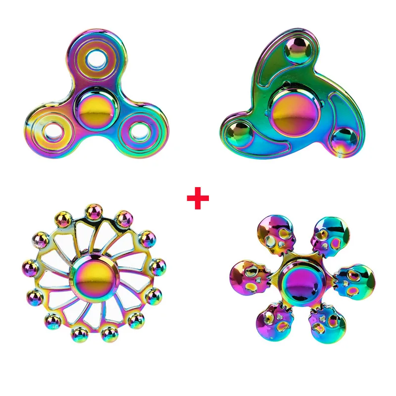 Fidget Spinner Rainbow Colorful Metal Spinner Hand Spinner Skull Flying ...