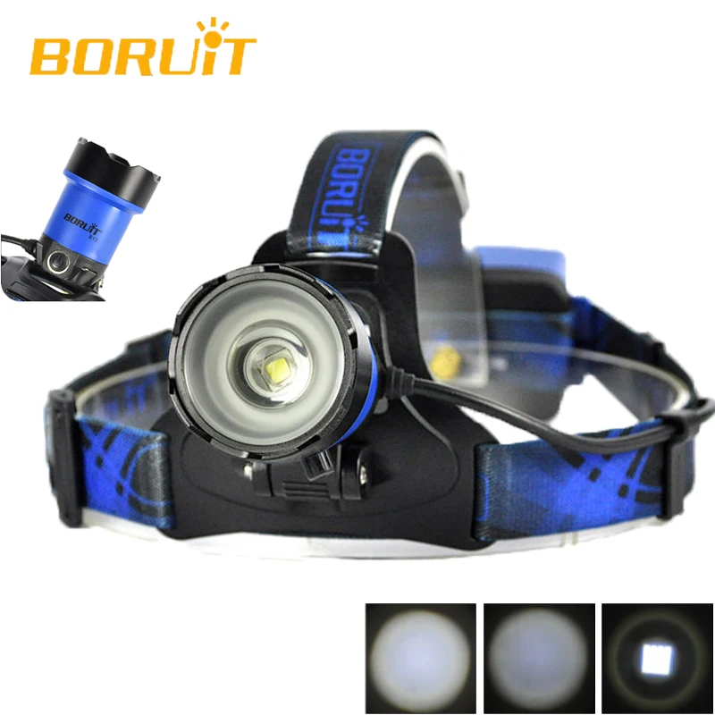 BORUiT faro Frontal LED B13 para acampada, lámpara Frontal de XML L2 ...