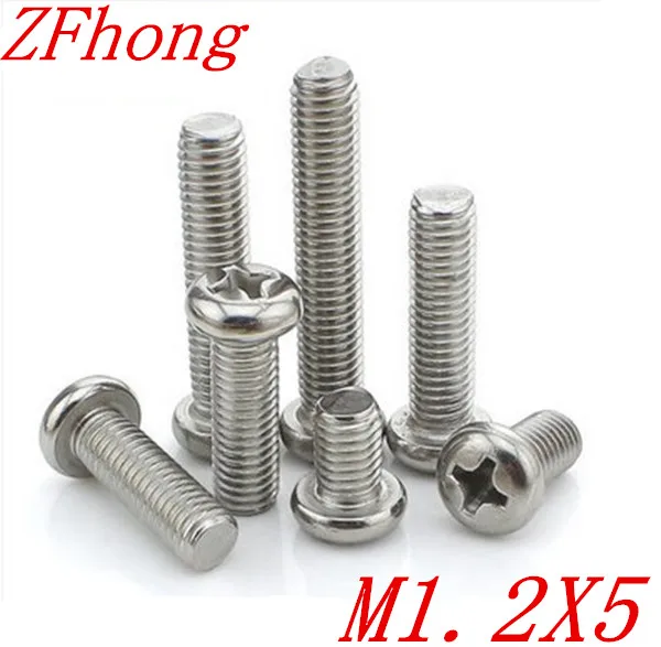 Vis Machine à tête ronde Phillips en acier inoxydable 1000, 304 pièces/lot, DIN7985 M1.2 * 5 ...