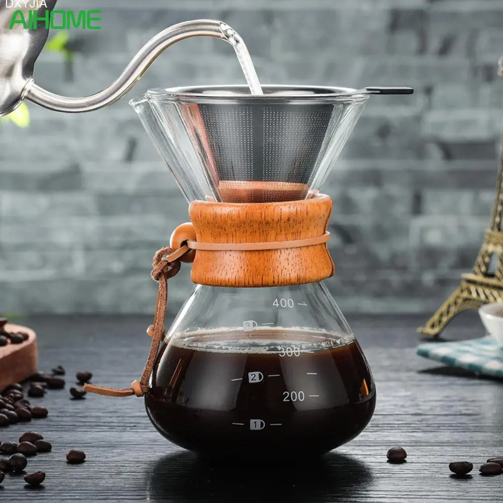 400 Ml High Borosilicate Glass Pour Over Coffee Manual Drip Coffee Maker High Temperature