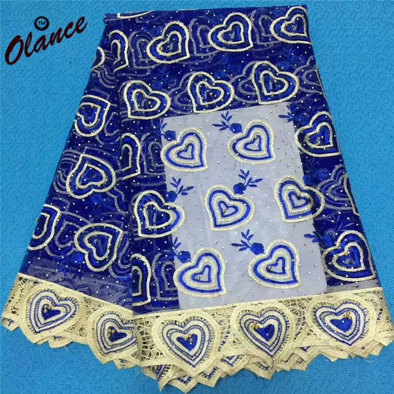 Graceful-royal-blue-and-white-color-Peaches-pattern-with-beads-and ...