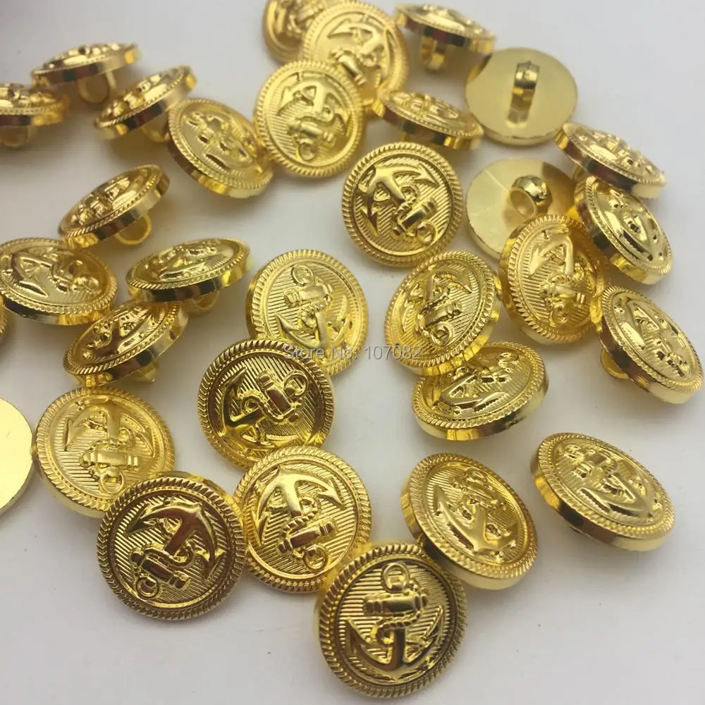 150pcs Gold Anchor Buttons Plastic Sewing Accessory Shank Button ...
